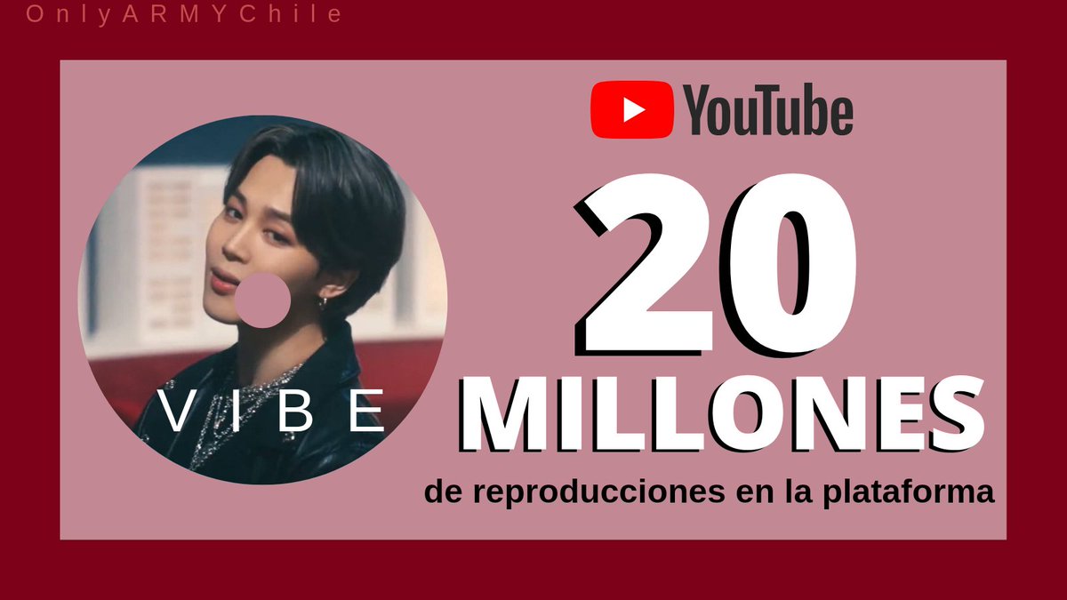 💜 OnlyARMYChile⁷ | 🇨🇱 VIBE Feat.JIMIN on Twitter: "🎶 #VIBE | Y0UTUBE El Mv 'VIBE' supera los 20 ...