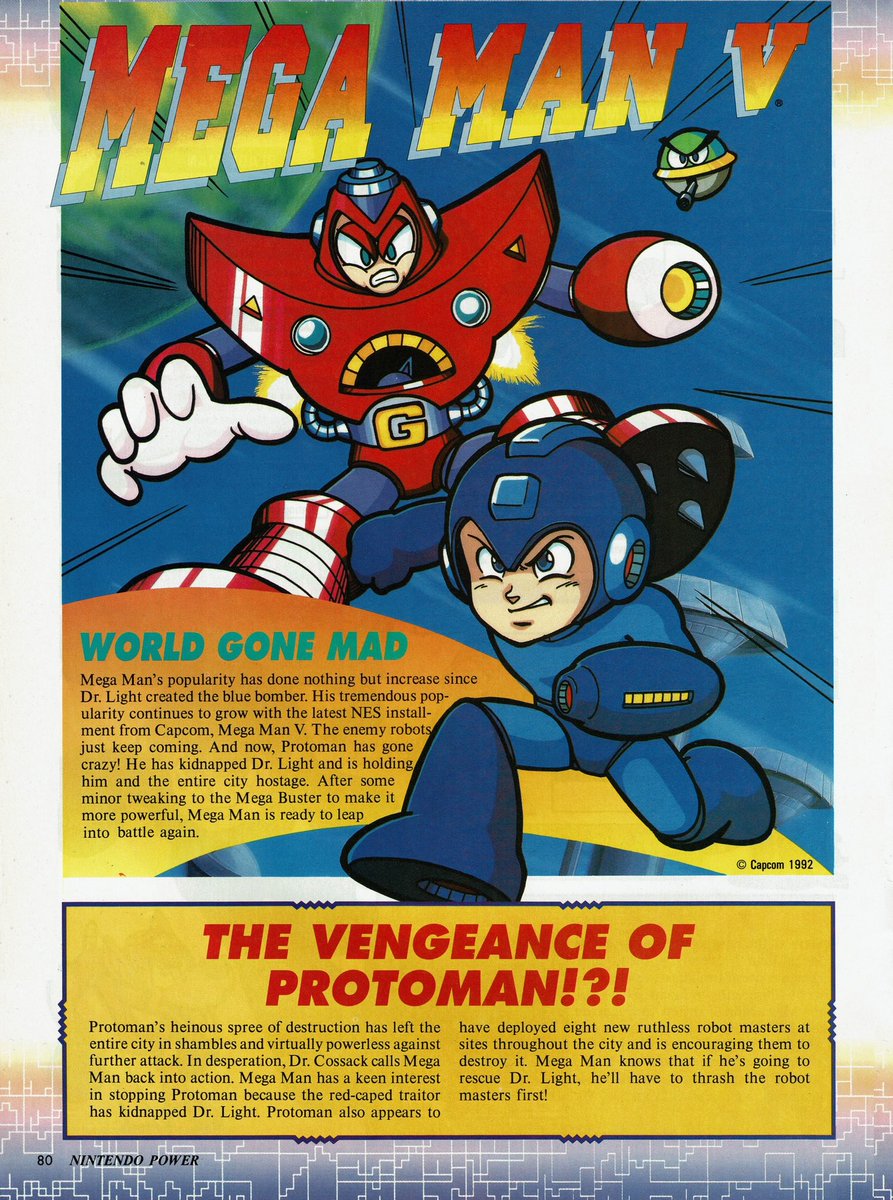 Nintendo Power - Mega Man V coverage introduction page. VideoGameArt ...