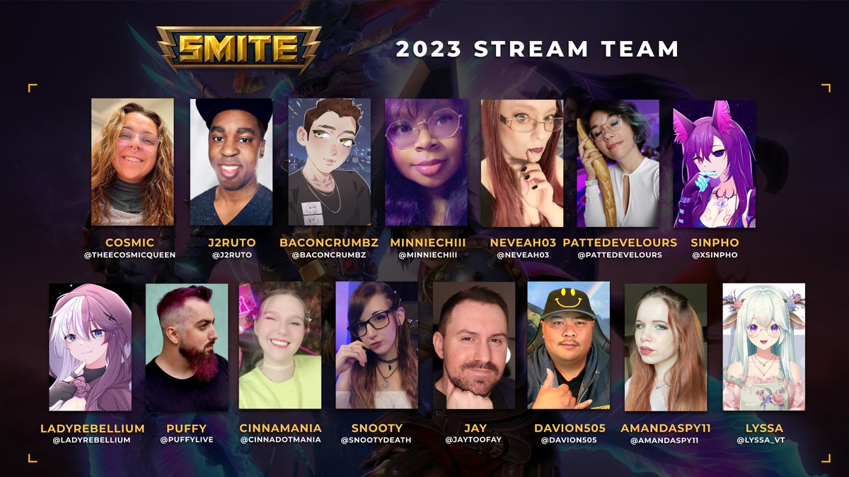 SMITE on Twitter: "Divine Deities! We're so excited to introduce our 2023 Stream Team! Check ...