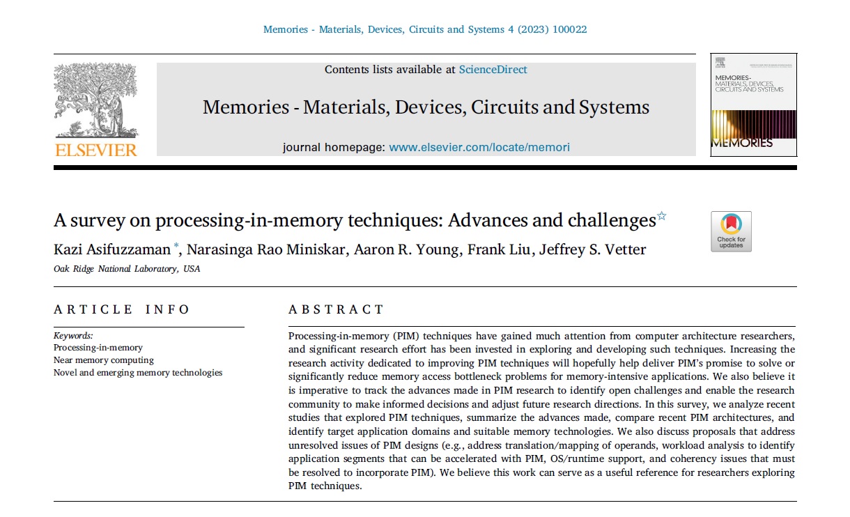 OGAWA, Tadashi on Twitter: "=> "A survey on Processing-In-Memory techniques: Advances and ...