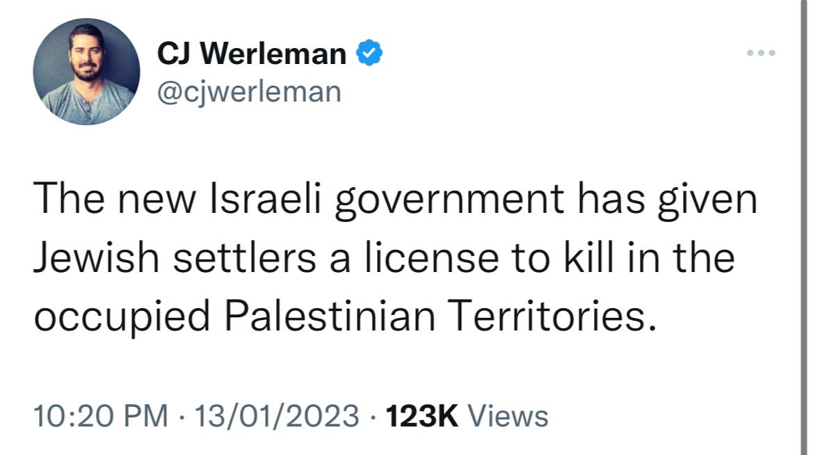 Quds News Network on Twitter: "Australian journalist CJ Werleman on Israel’s new government:"