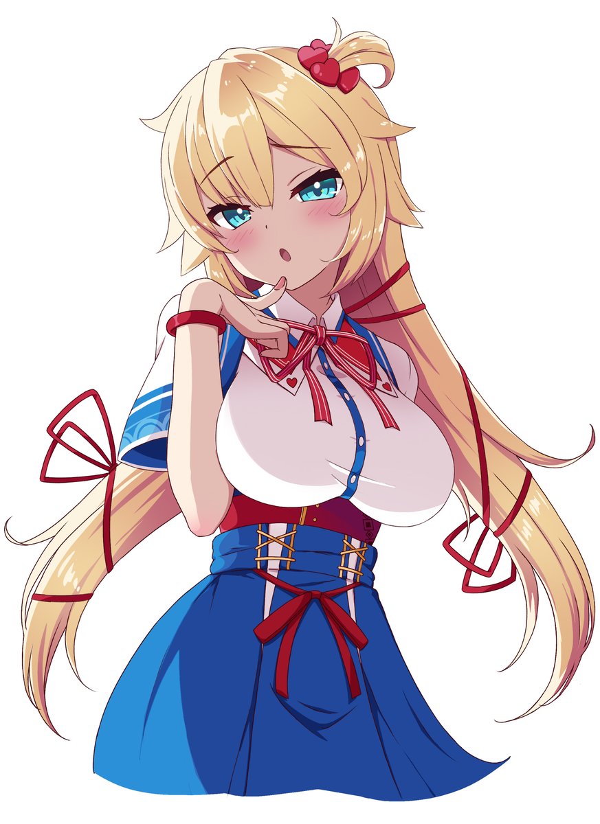 1girl Aqua Eyes Bangs Blonde Hair Blue Eyes Blue Skirt Blush