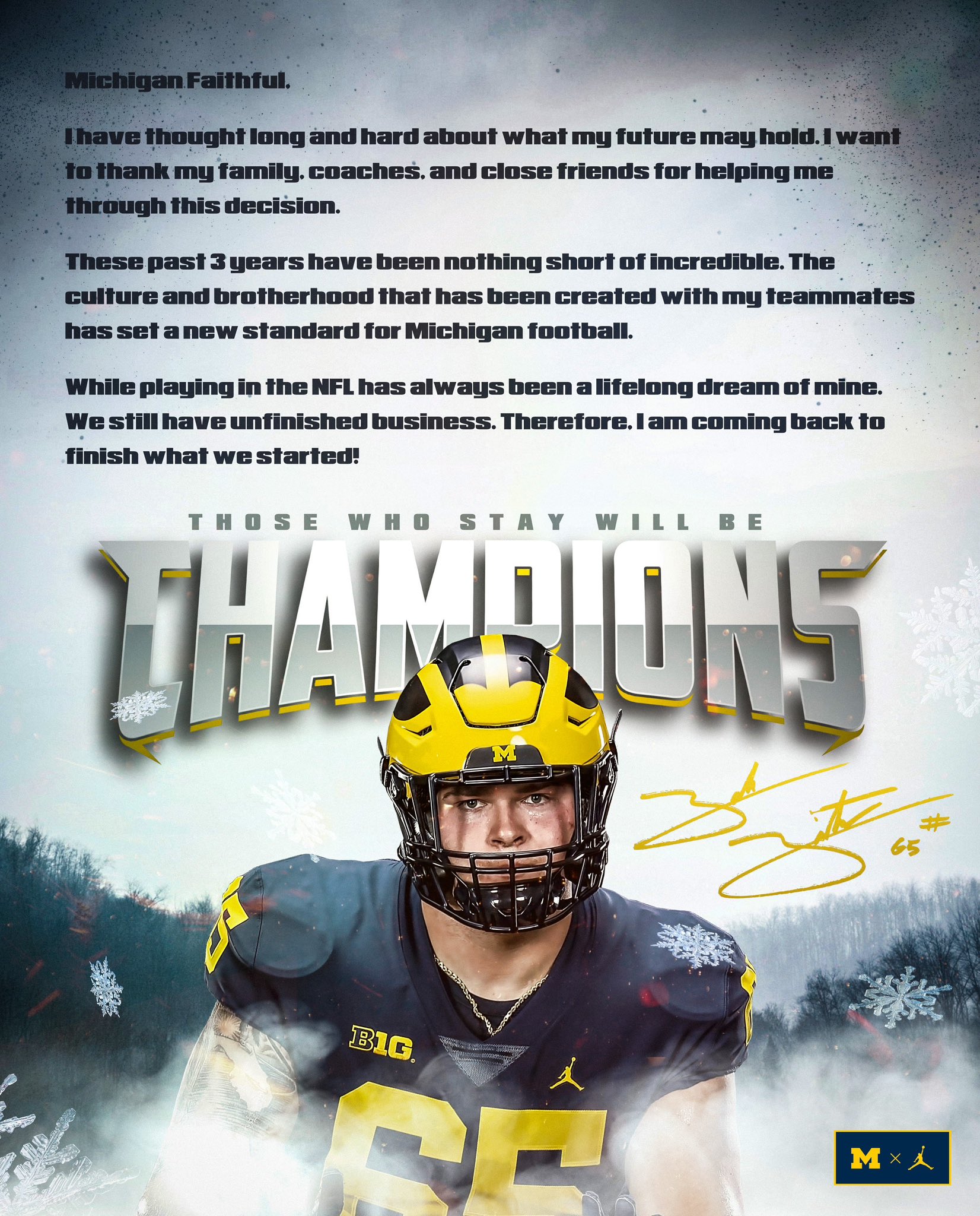 Zak Zinter on Twitter: "Back To Finish What We Started! #GoBlue https://t.co/DHrzxLhW9C" / Twitter