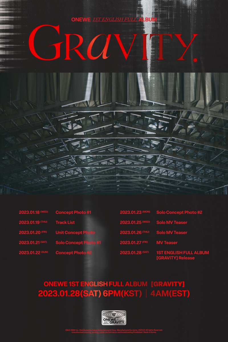 원위 (ONEWE) on Twitter: "[#ONEWE] ONEWE 1ST ENGLISH FULL ALBUM [GRAVITY] ♦ SCHEDULE PLAN ♦ 2023. ...
