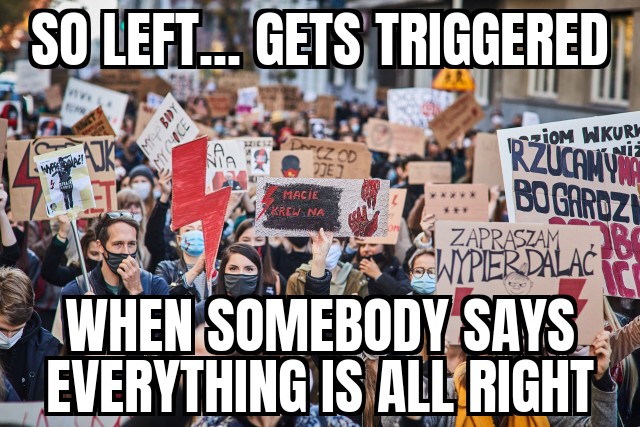 IdunnoMEMES on Twitter: "So left... gets triggered when somebody says everything is all right. # ...