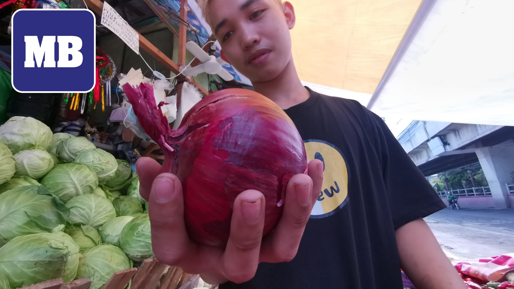 Manila Bulletin News on Twitter: "A market vendor shows off the size of imported onions selling ...