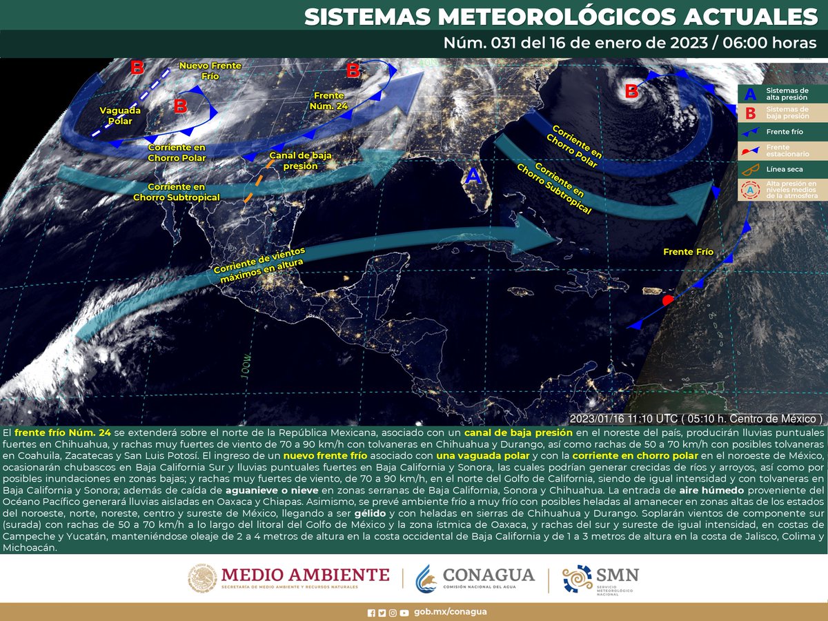 CONAGUA Clima on Twitter: "Imagen de Fenómenos #Meteorológicos actuales de las 06:00 horas en ...