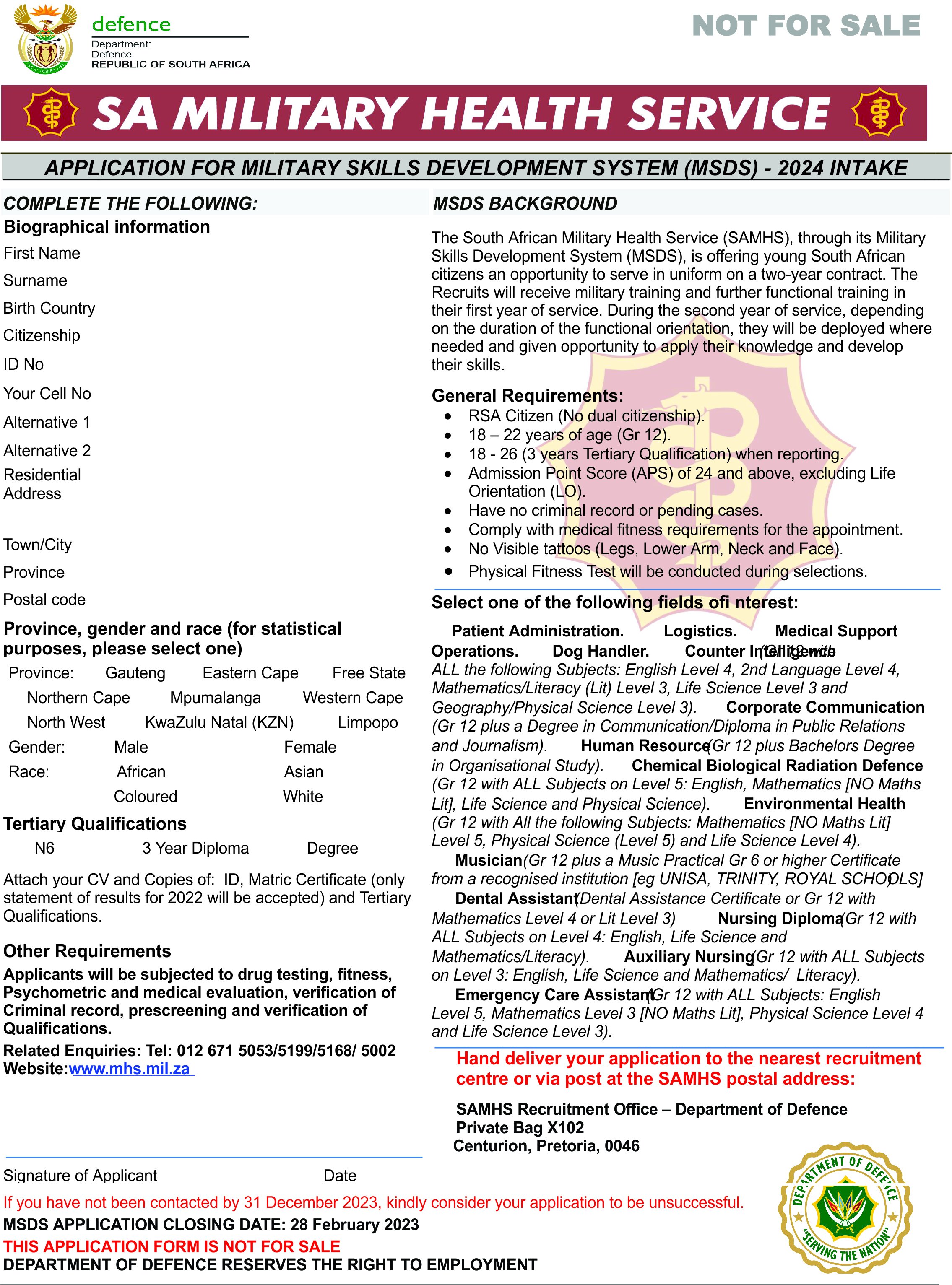 Sa Army Application Form 2023 - Printable Forms Free Online Sa Army Application Form 2023 - Printable Forms Free Online