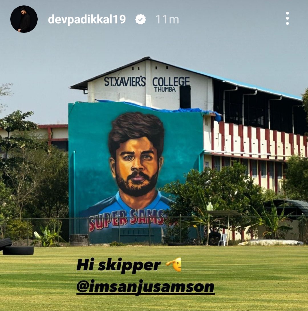 Johns. on Twitter: "Instagram story of Devdutt Padikkal - the respect for Sanju."