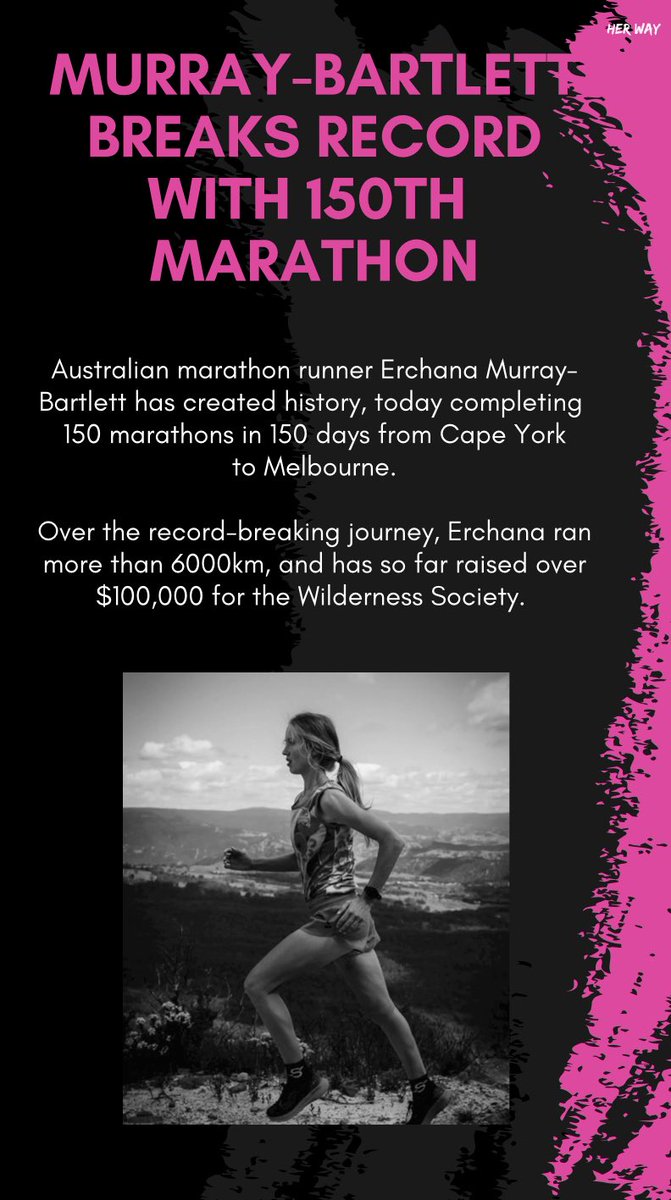 HER WAY on Twitter: "What an effort from Erchana Murray-Bartlett! 150 marathons in 150 days! You ...