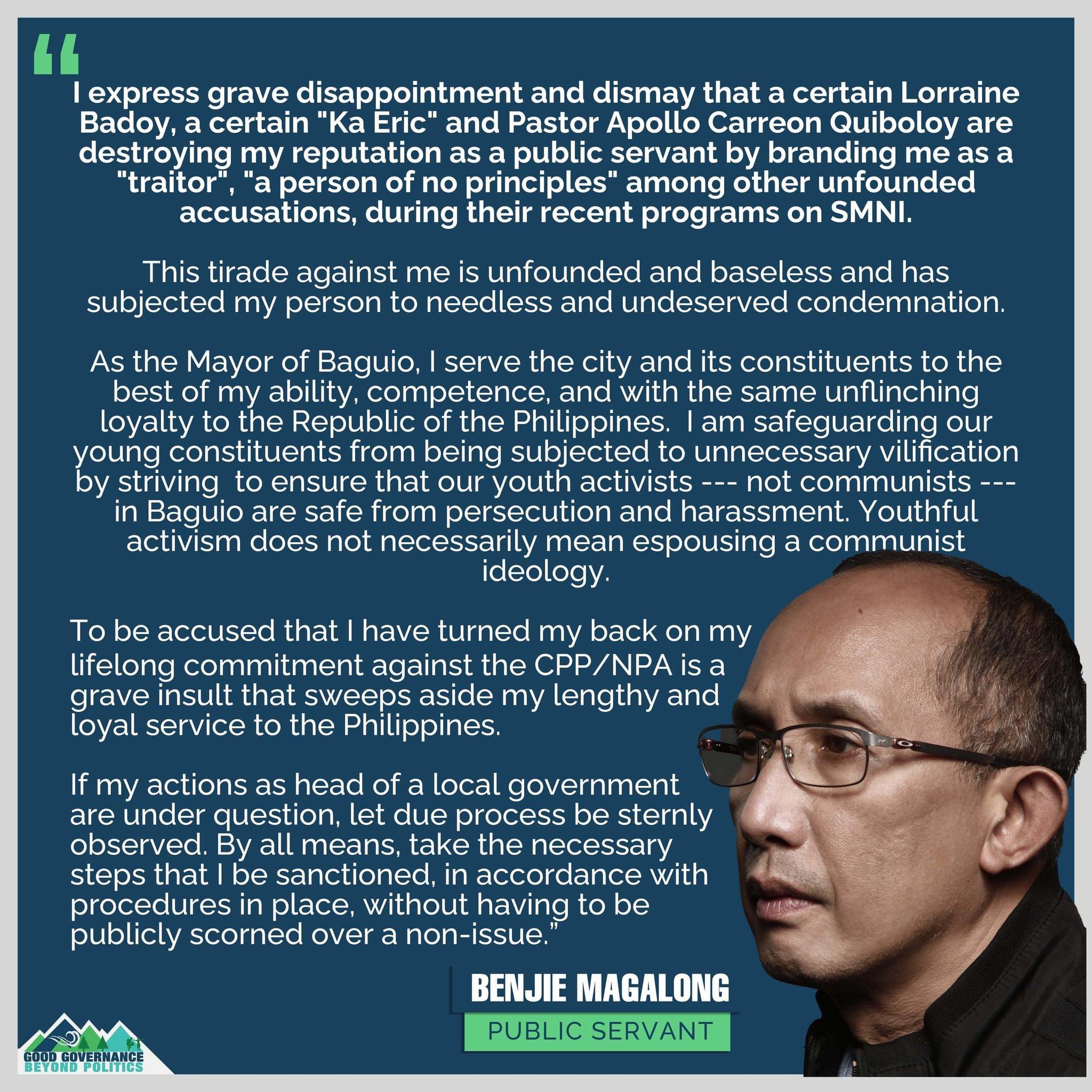 TAGAPAGMULAT 🇵🇭 on Twitter: "STATEMENT Mayor Benjamin Magalong Baguio City January 16, 2023 I ...