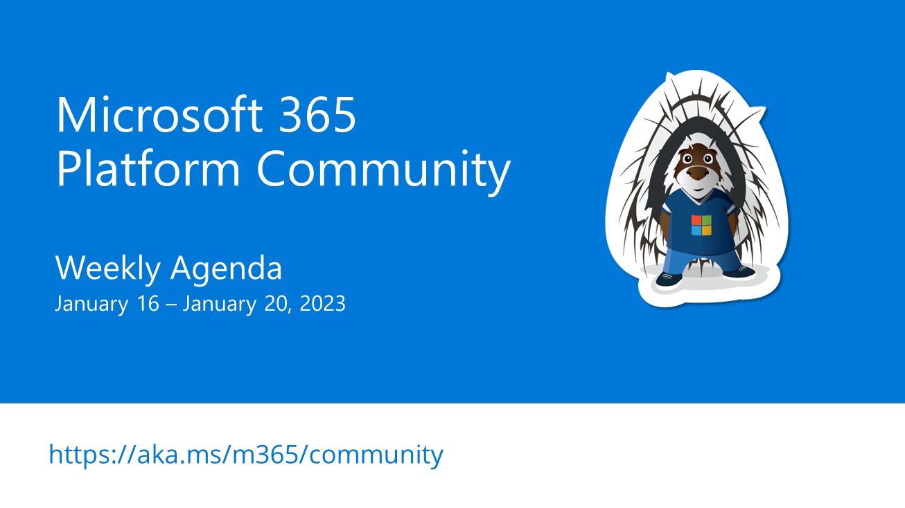 Microsoft 365 Developer on Twitter: "💡 Weekly update on upcoming community calls from Microsoft ...