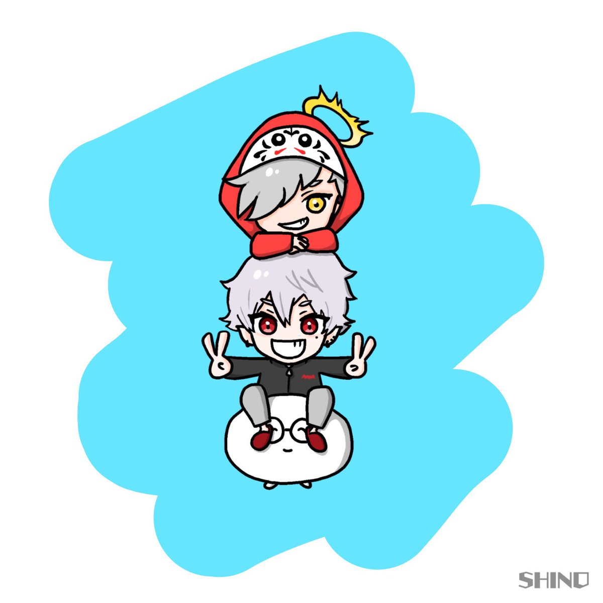 葛葉(にじさんじゲーマーズ) 「再掲!最高すぎるメンツCRカップ楽しみーーー!#KuzuArt #だるまいずごっ」|しののイラスト