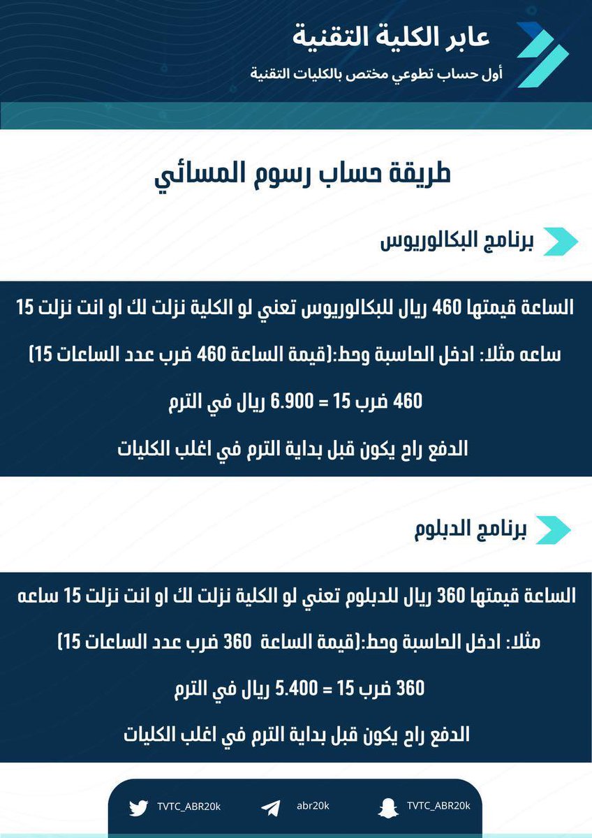 عـٱبر الكلية التقنية💻 on Twitter: "تواريخ التقديم على #الكليات_التقنية #للترم_الثالث (دبلوم ...