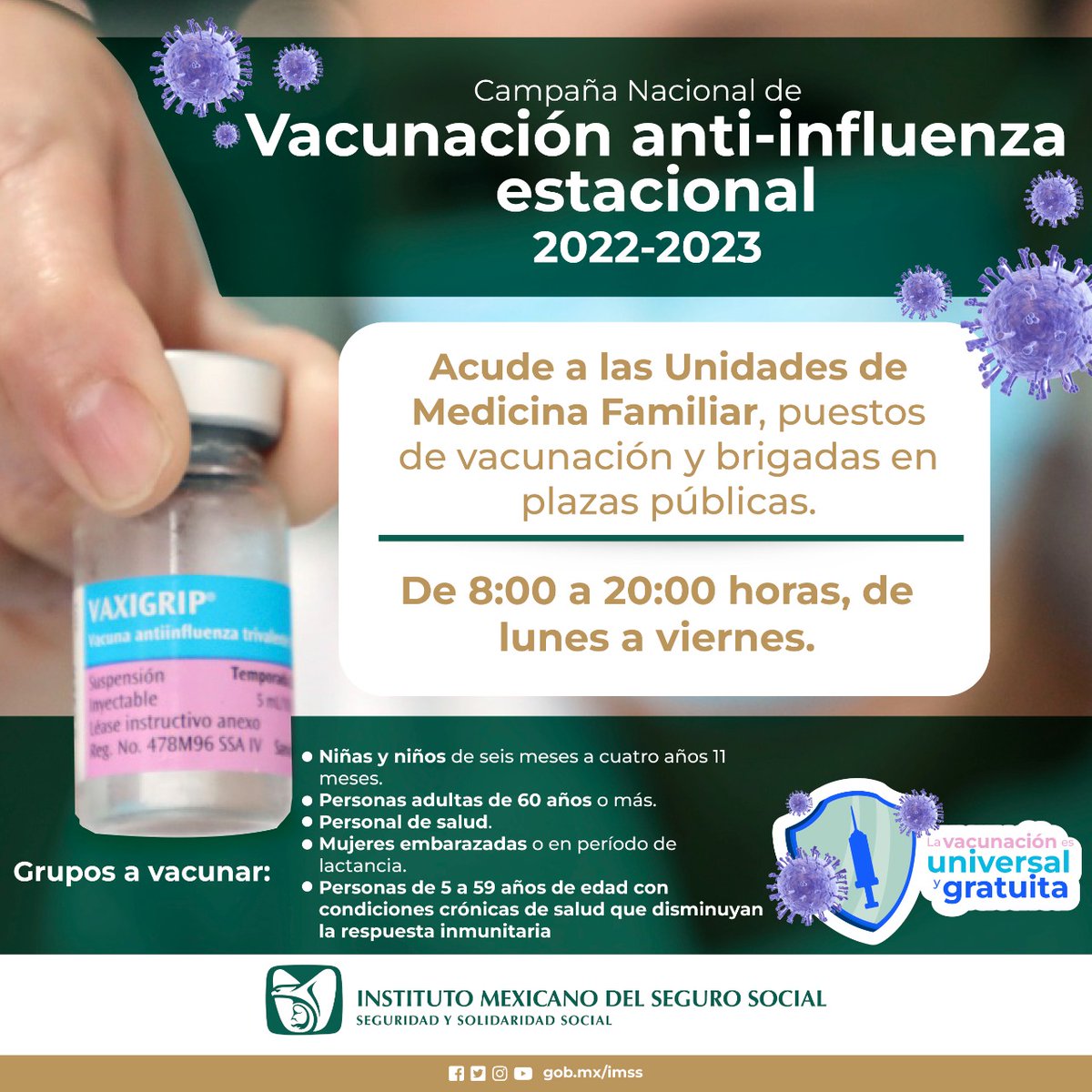 Imss Cdmx Sur On Twitter Vacunación Anti Influenza Estacional 2022