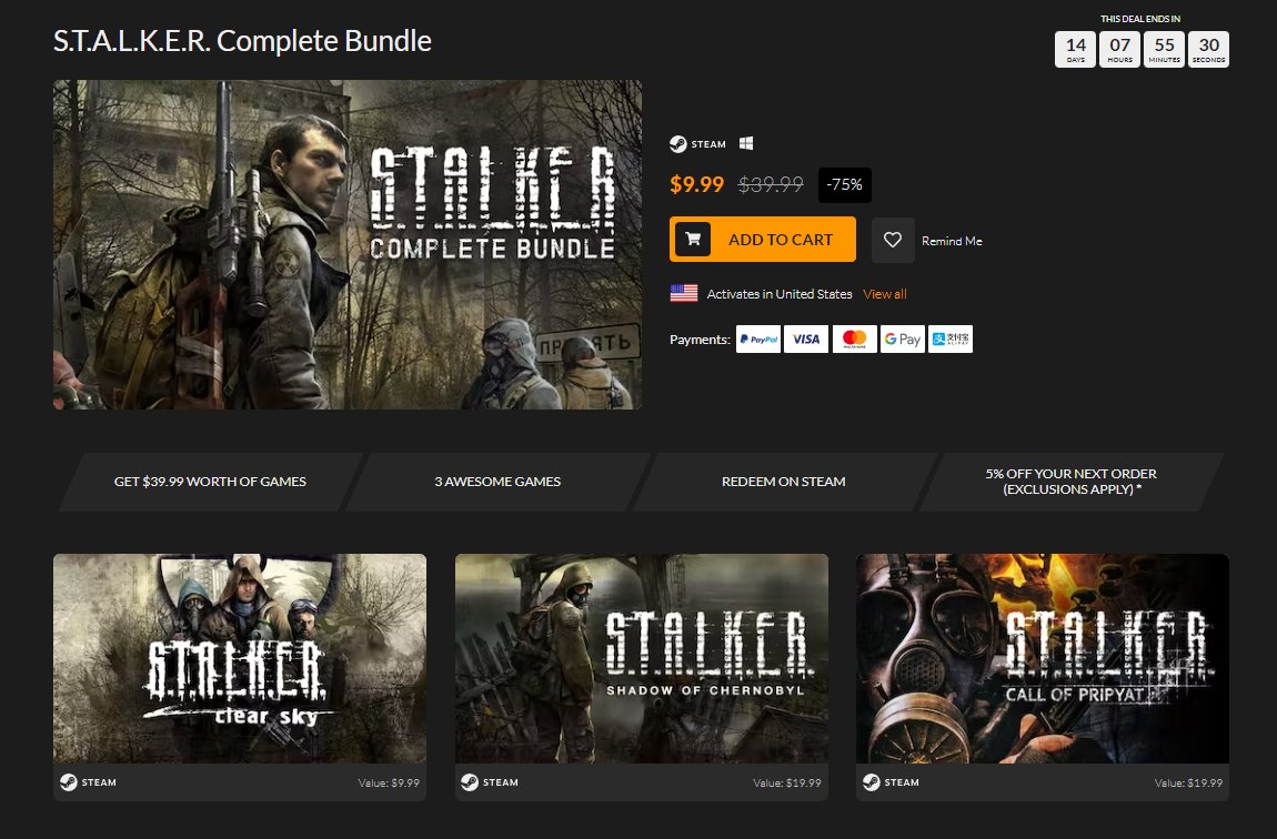 Wario64 on Twitter: "S.T.A.L.K.E.R. Complete Bundle (Steam) is $9.99 on Fanatical https://bit.ly ...