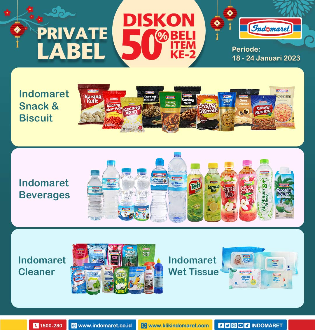 Indomaret on Twitter: "Dapatkan diskon 50% beli ke-2 periode 18-24 Januari 2023. #PrivateLabel # ...