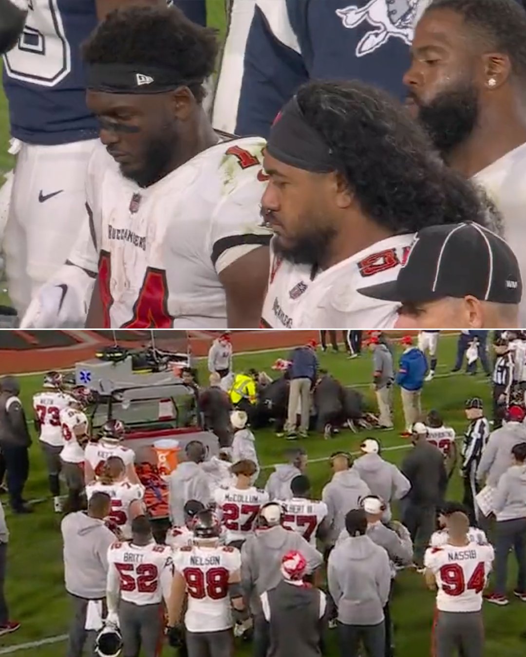 ESPN on Twitter: "The Cowboys and Bucs gathered on the field after Russell Gage Jr. went down ...