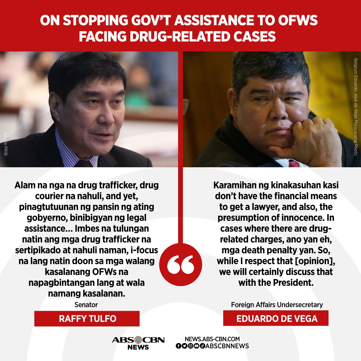 ABS-CBN News on Twitter: "Senator Raffy Tulfo said he wanted government to deny legal assistance ...