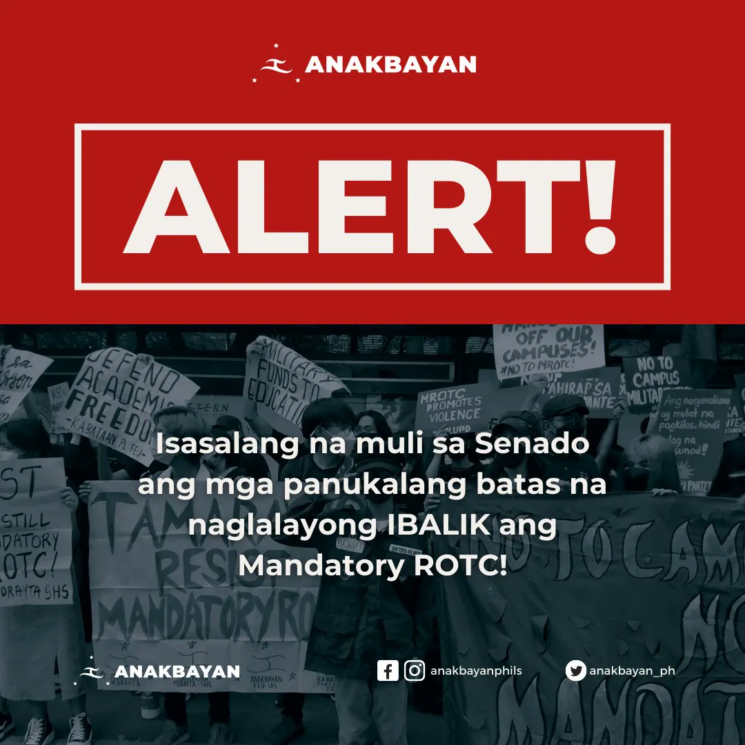 Anakbayan on Twitter: "⚠️ ALERT ⚠️ Tatalakayin sa Senado bukas ang bills 236, 268, 1349, 1551 ...