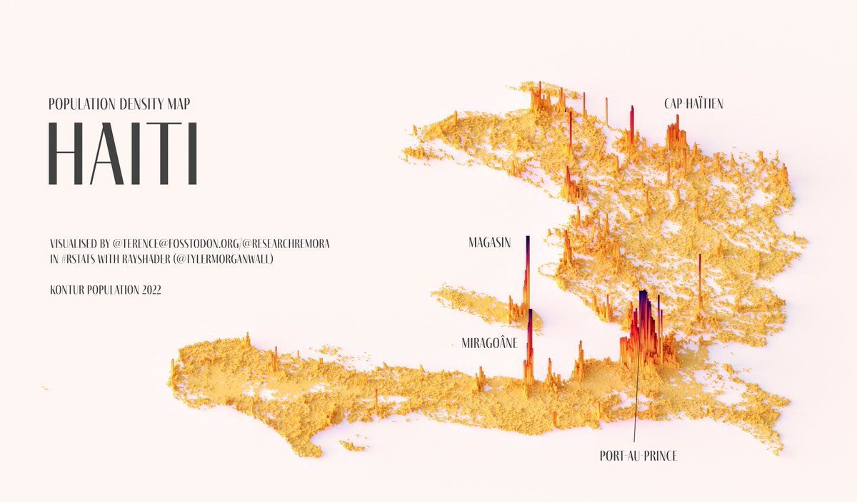 terence fosstodon on Twitter: "A population density map of Haiti for the morning. #rayshader ...