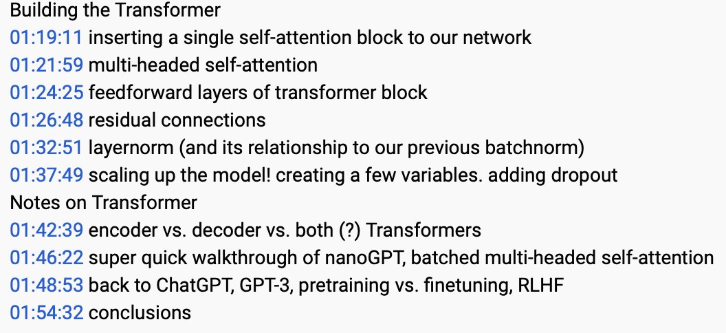 Andrej Karpathy On Twitter The Second ~1hr Builds Up The Transformer Multi Headed Self