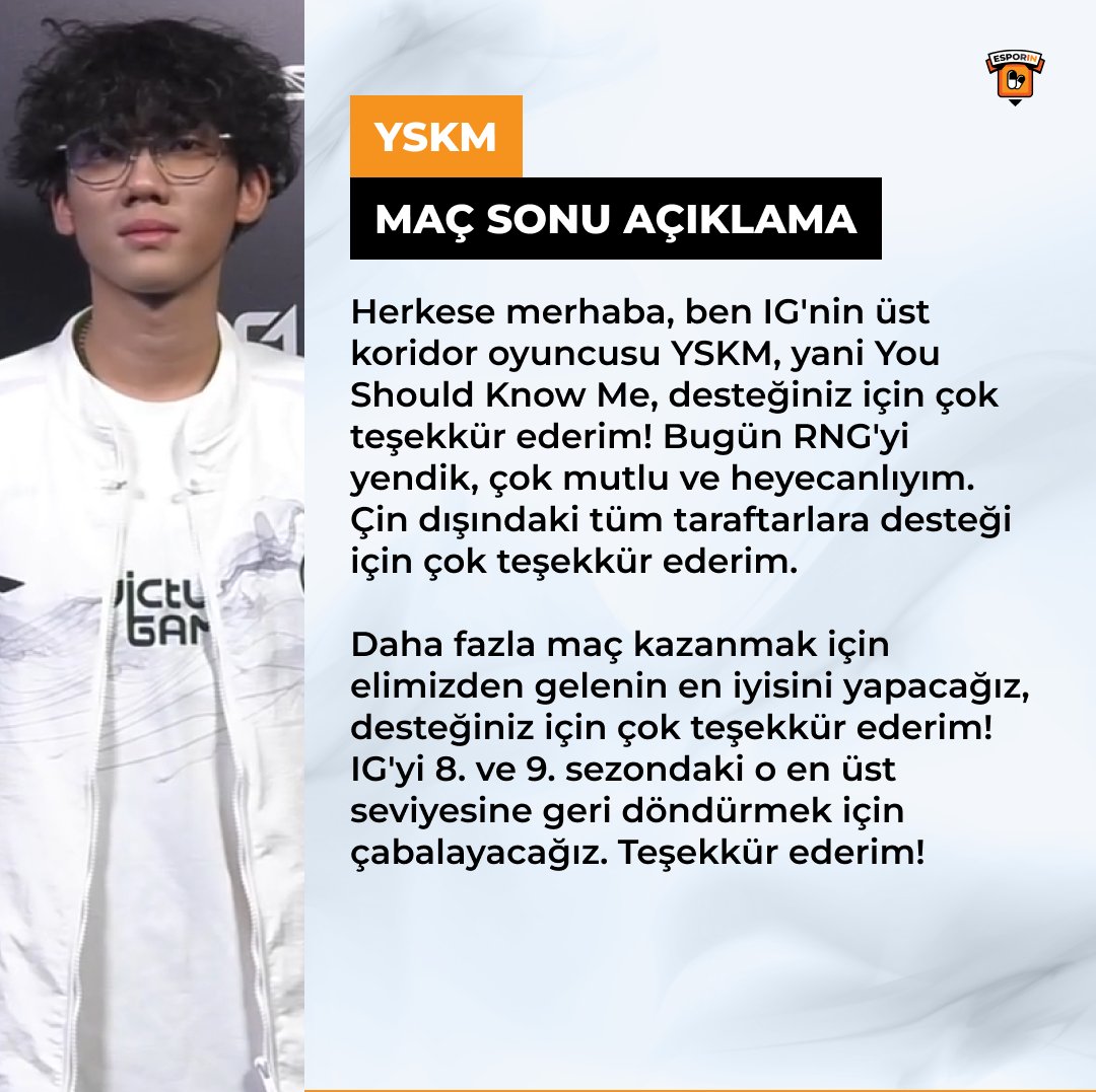 Esporin on Twitter: "Bugün RNG'yi yenen IG'nin üst koridor oyuncusu ...