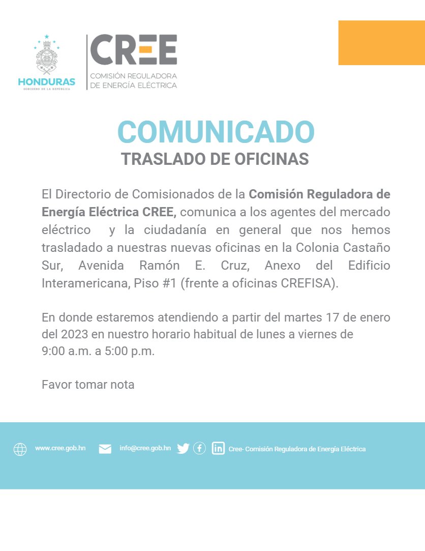 Comisión Reguladora de Energía Eléctrica - CREE on Twitter: "Nuevas oficinas CREE https://maps ...