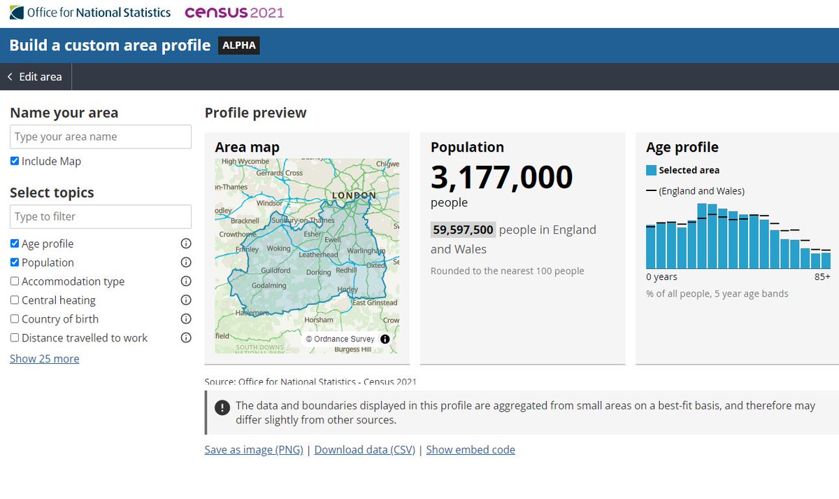 Thanks to the very nifty ONS 'Build a custom area profile' tool we can do things like figure out ...