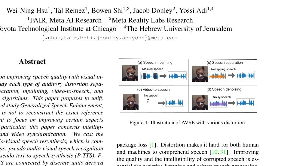 Daily AI Papers on Twitter: "ReVISE: Self-Supervised Speech Resynthesis with Visual Input for ...