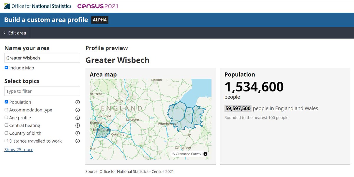 Thanks to the very nifty ONS 'Build a custom area profile' tool we can ...
