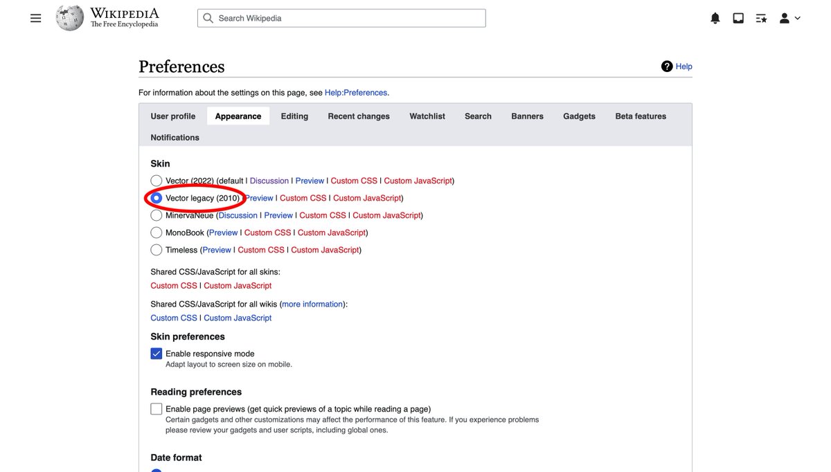 i 🦭 on Twitter: "very important PSA for people who despise the new Wikipedia layout:"