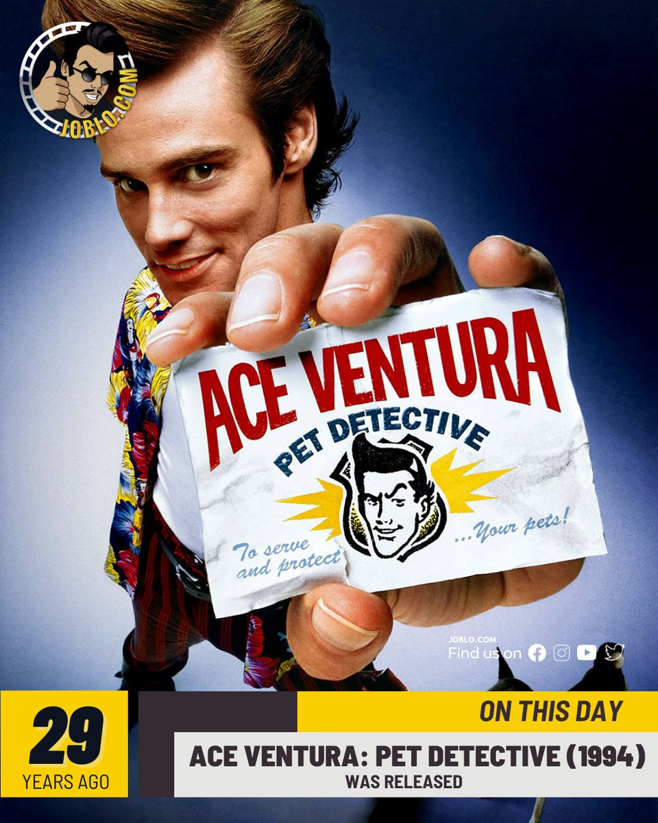 29 years ago today, Ace Venture: Pet Detective was released! 🎥 # ...
