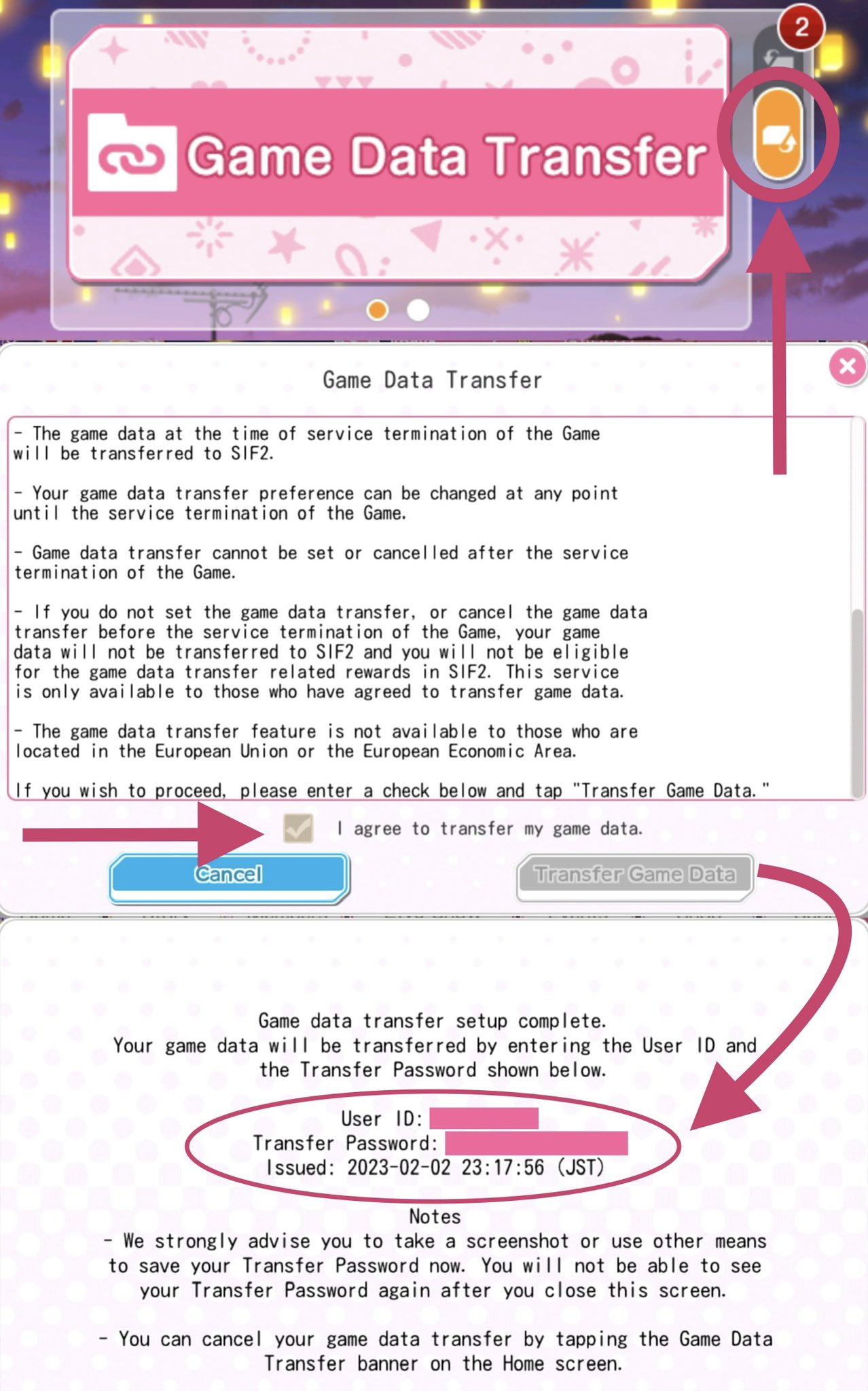 Love Live! 🌼 Idol Story 🎀 on Twitter: "[#SIF / #SIF2] 📢Transfer Data📢 On your SIF homescreen ...