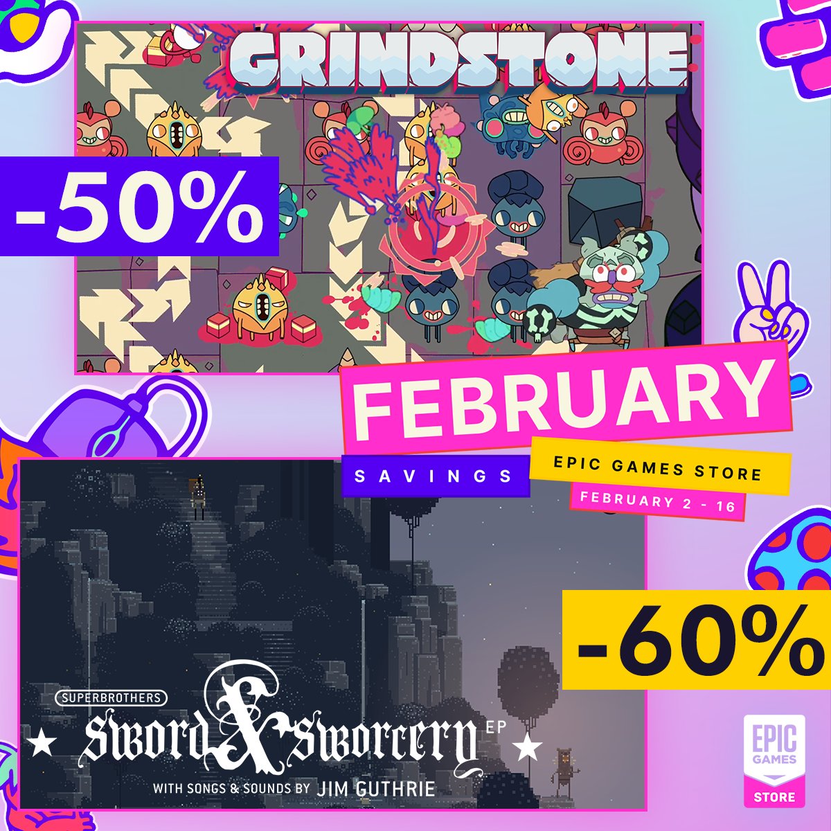 The Epic Games Feb Savings Sale has begun! Grab Grindstone for 50% off and Superbrothers: Sword ...
