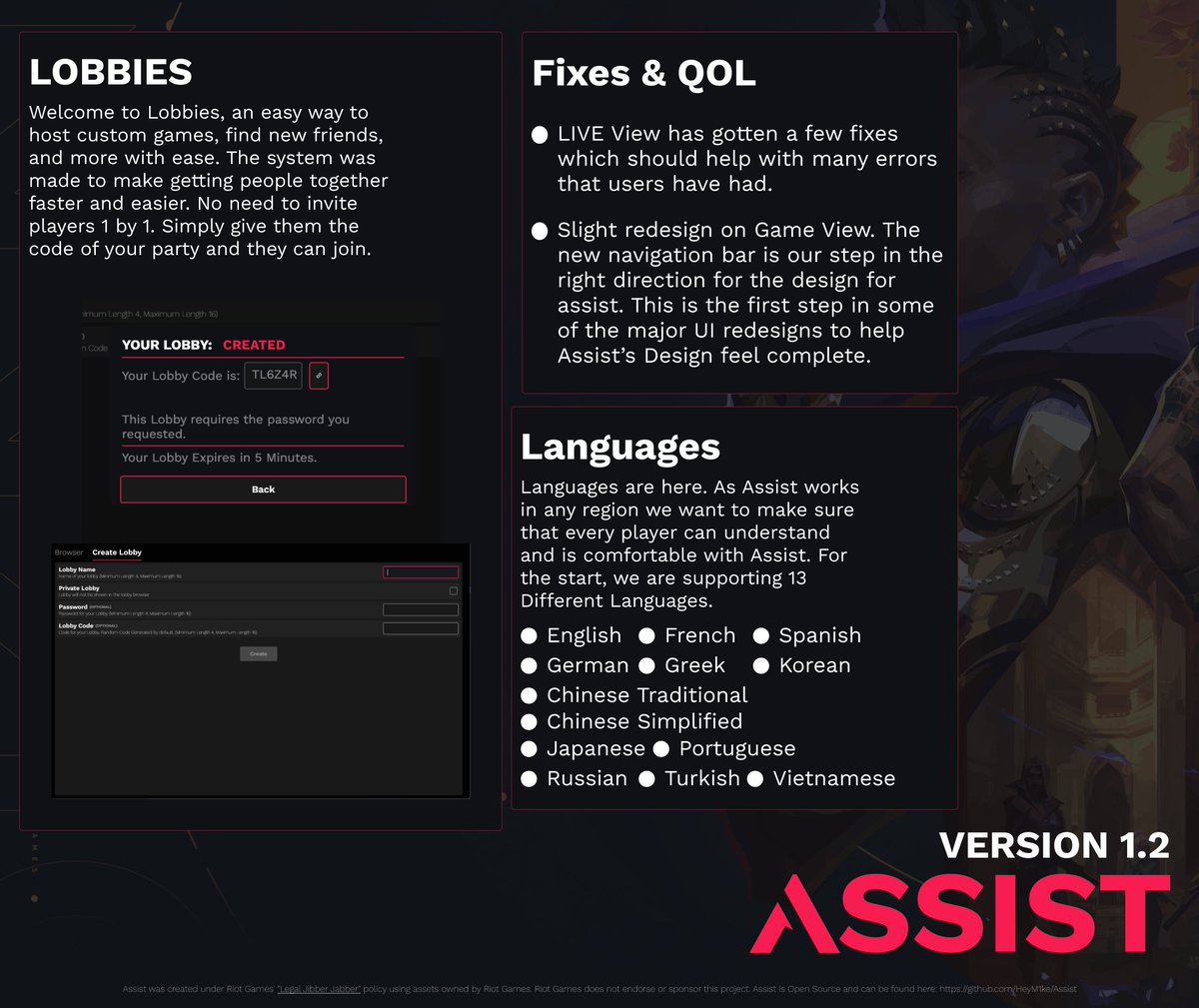 Assist on Twitter: "V1.2 is now released! > Lobbies: Create your own lobby or Join Lobbies from ...