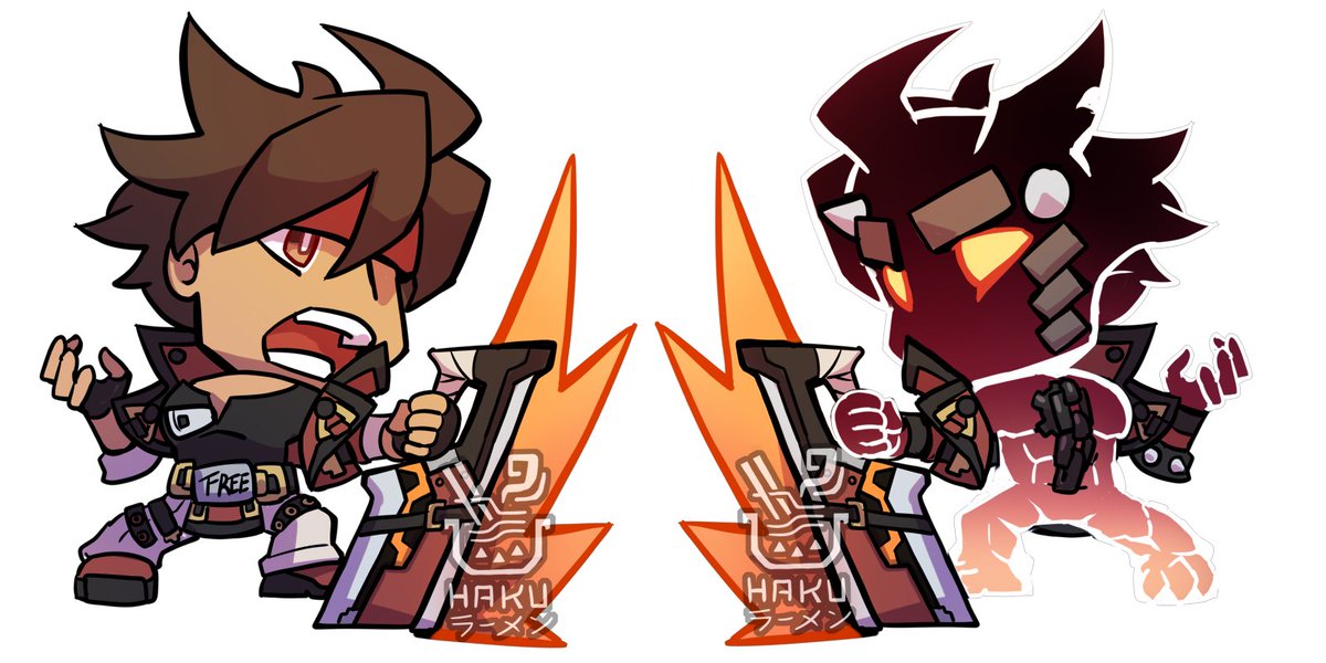 「Guilty Gear chibis. Sol Badguy, Ky Kiske」|Haku🍜(Comms Open)のイラスト