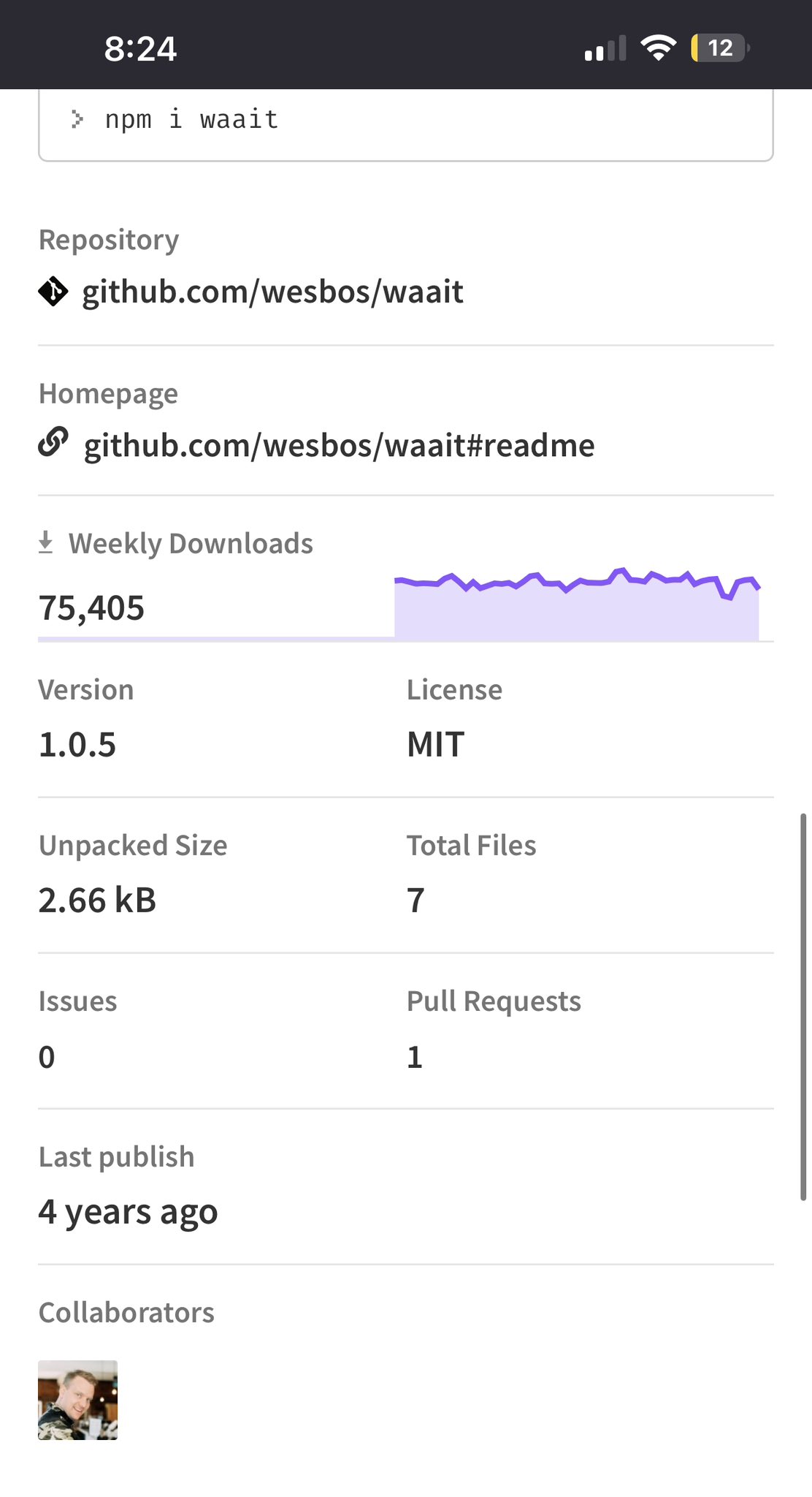 Wes Bos on Twitter: "My one line waait package is literally installed every 8 seconds https://t ...