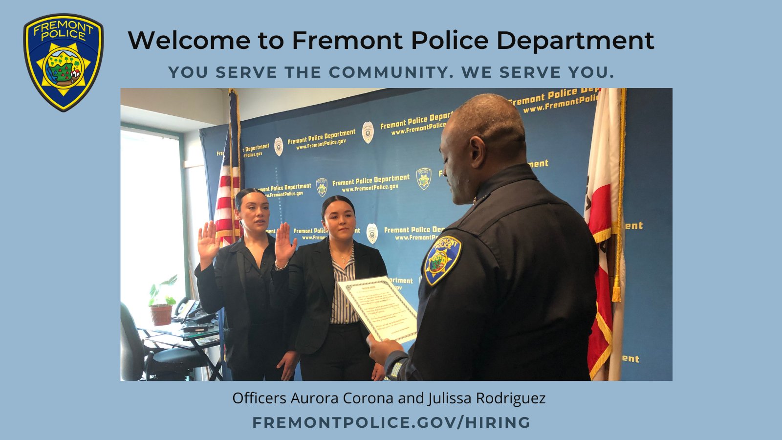 Fremont Police Department on Twitter: "We would like to welcome Officers Aurora Corona and ...