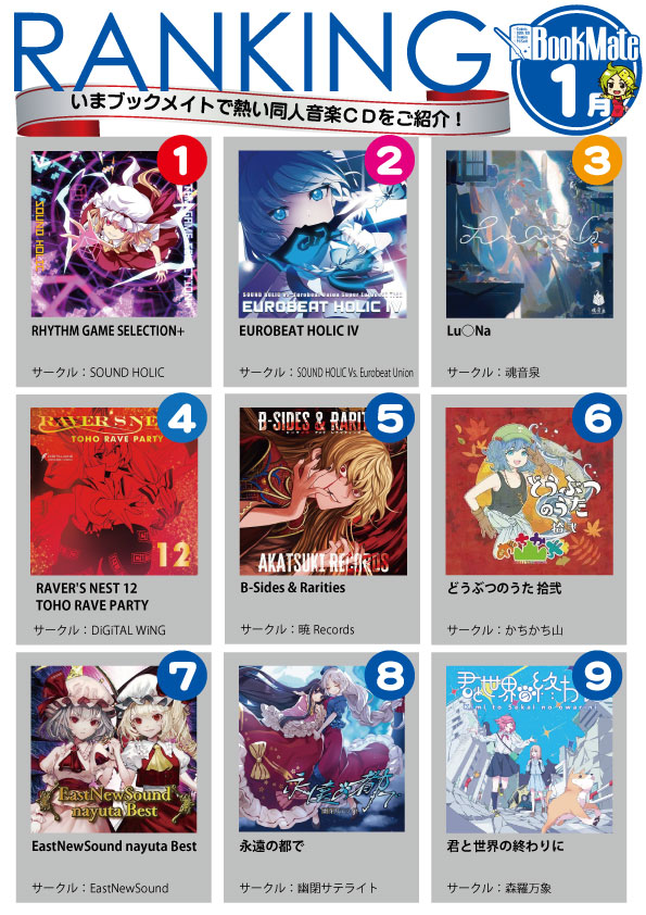 ブックメイト2次元野郎 白 on Twitter: "【2023年1月期 ブックメイト 全店舗＆通販 同人音楽CDランキング】 グルーヴィーにブレス合わせてこう、足で鳴らすクラップをビートに ...