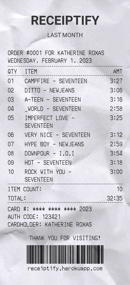 kath on Twitter: "my 2023 monthly receiptify; a thread. ─ january"