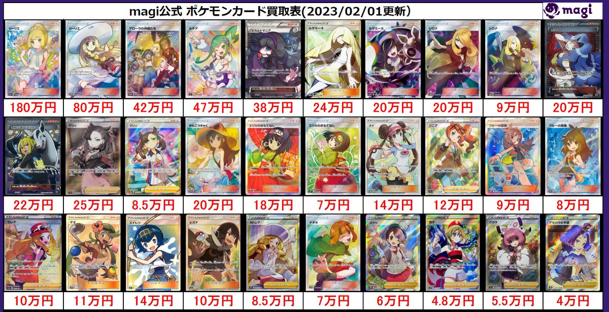 Magi秋葉原店買取委託販売サービス On Twitter 🚨🚨【ポケカ緊急買取情報】🚨🚨 🔥psa10の買取表を作成致しました🔥 Magi中野店でも同額でのご案内となります‼️ ぜひ