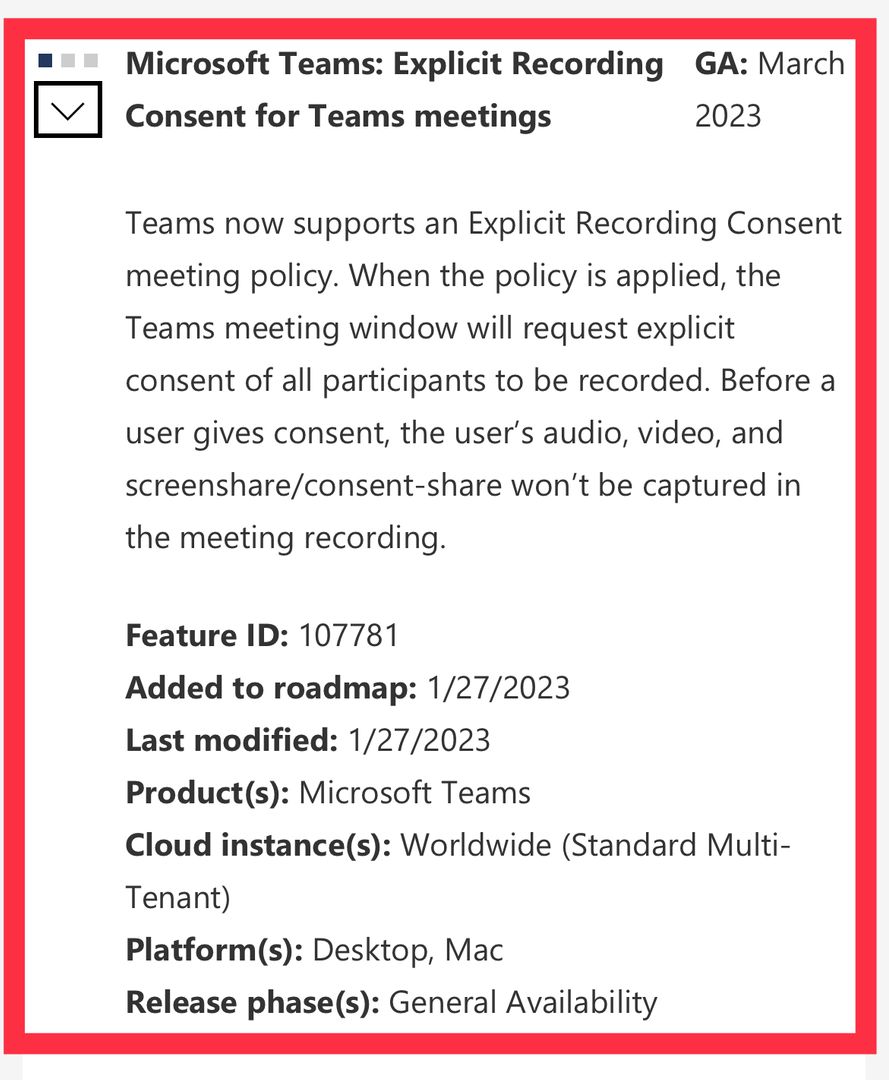 Tom Arbuthnot on Twitter: "Microsoft Teams Explicit Recording Consent meeting policy. Teams will ...