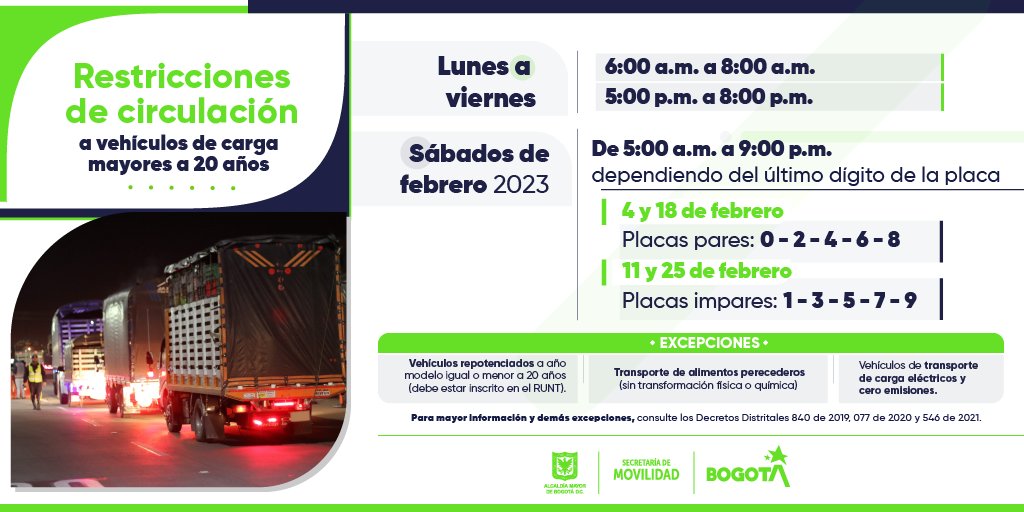 Movilidad Bogotá On Twitter ¡ojo 👀 👇 Así Operará El Pico Y Placa