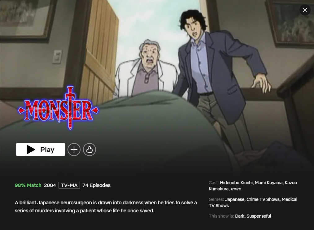WTK on Twitter: "Naoki Urasawa's Monster (episodes 31 - 74 • audio: Japanese & French) is ...