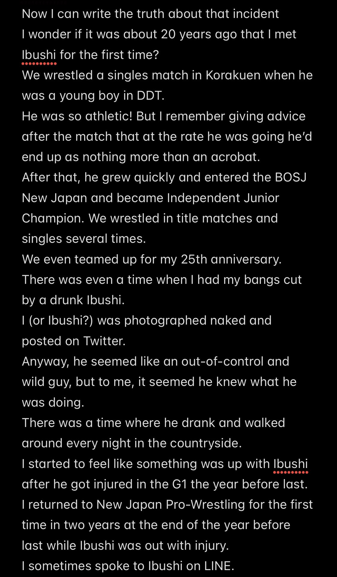 Super J-Cast on Twitter: "Fan translation of TAKA’s post about the Ibushi incident. Short ...