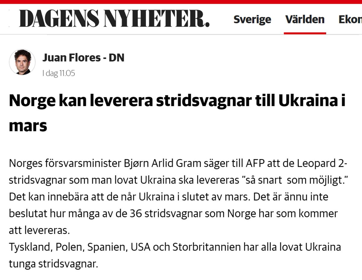 Jari Lairolahti on Twitter: "Norge gör rätt & levererar #Leopard2 till #Ukraina så fort de kan ...