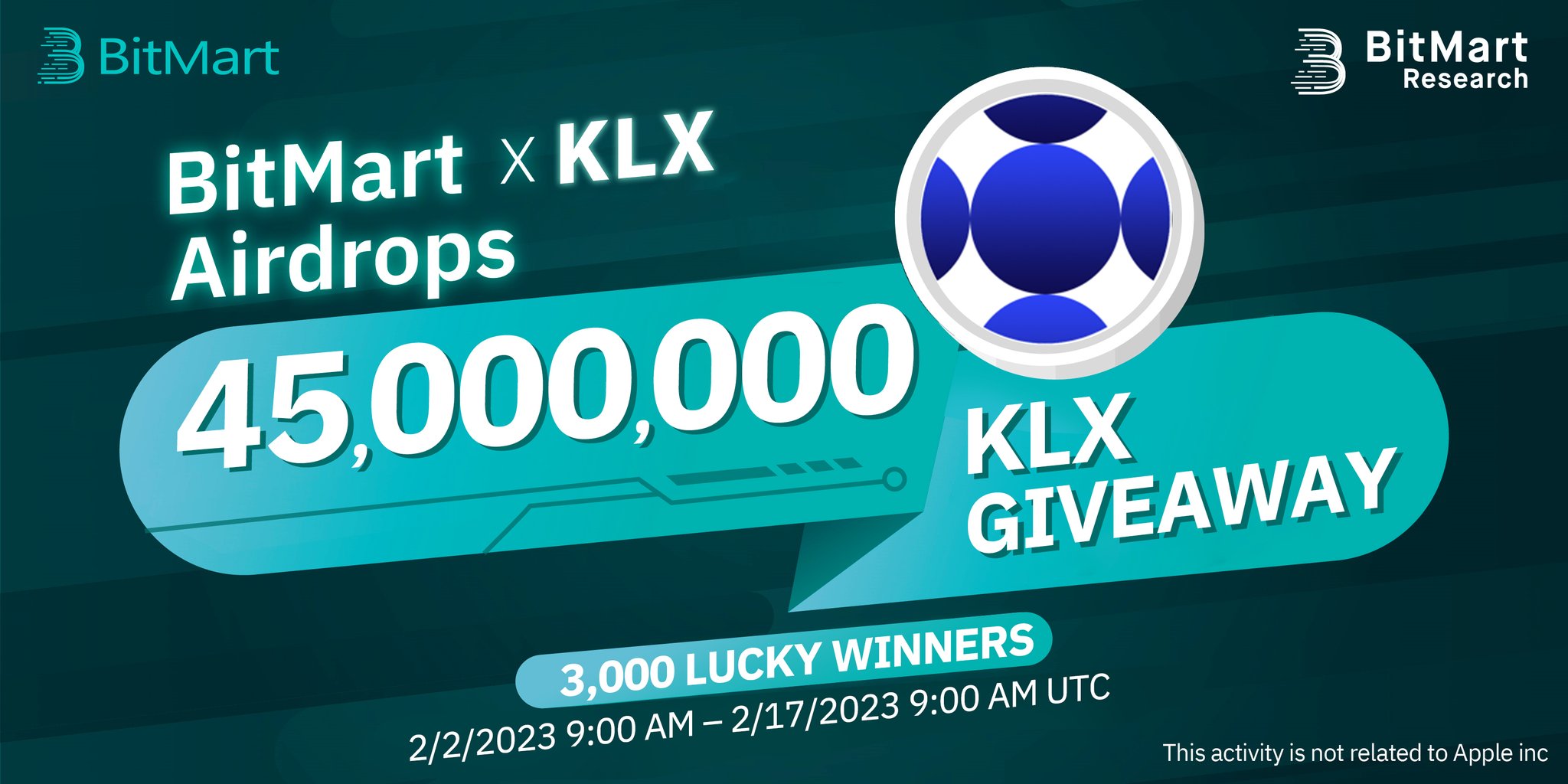 BitMart Research on Twitter: "🌟BitMart X KLX Listing Airdrop! 1⃣Follow @BitMartResearch ...