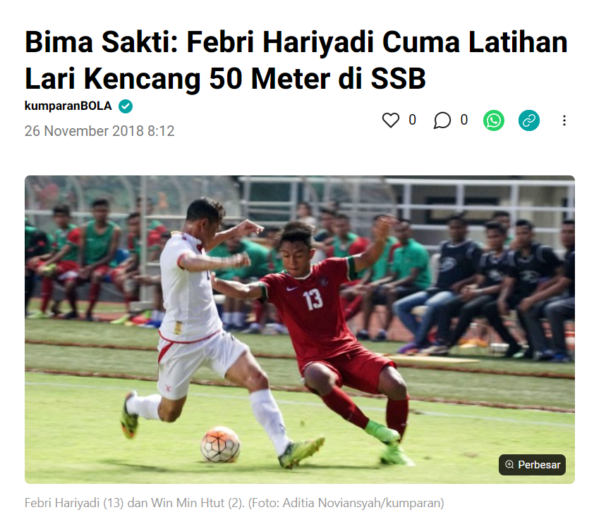 Tommy Desky on Twitter: "@avanwidjojo @PSSI Bima Sakti: Febri Hariyadi Cuma Latihan Lari Kencang ...
