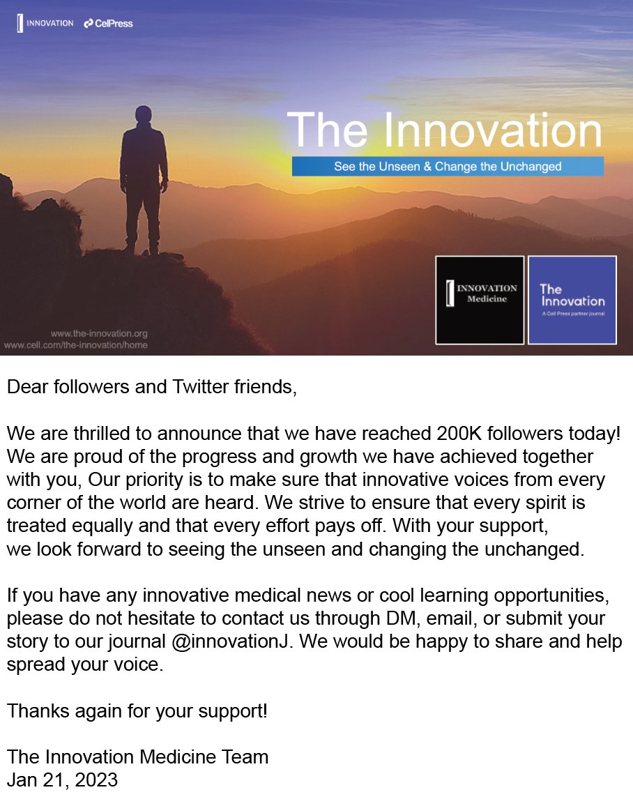The Innovation | Medicine on Twitter: "We are thrilled to announce that we have reached 200K ...